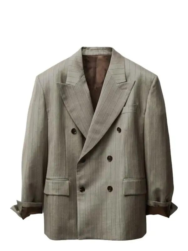 Versace Pinstripe Boxy Blazer - Grey