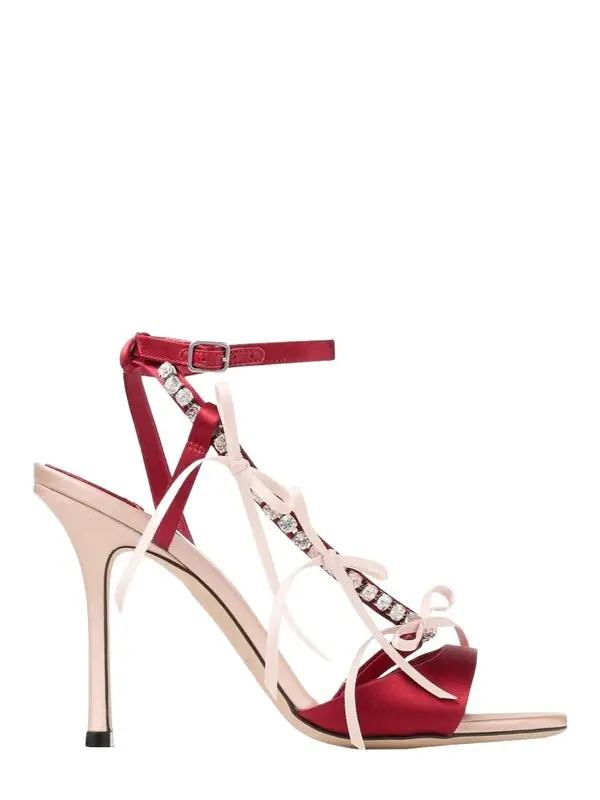 JIMMY CHOO Round-toe Embellished High-heeled Sandals - Macaron Red/ruby Red