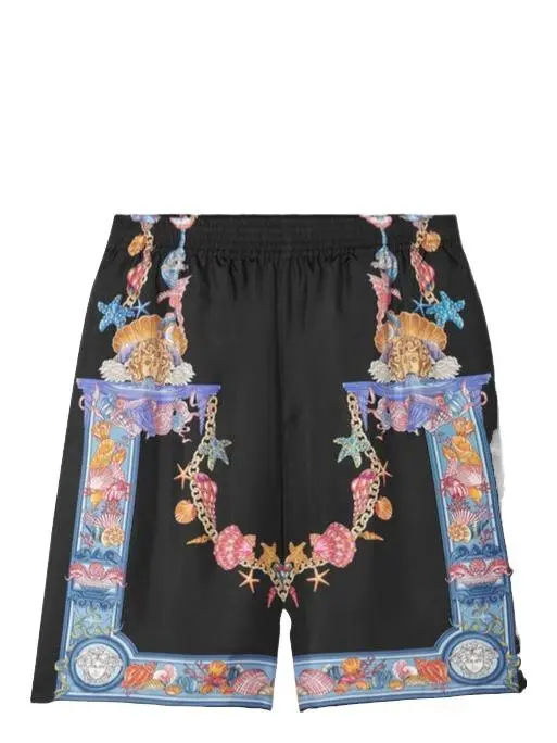Versace Printed Elastic-waist Shorts - Black