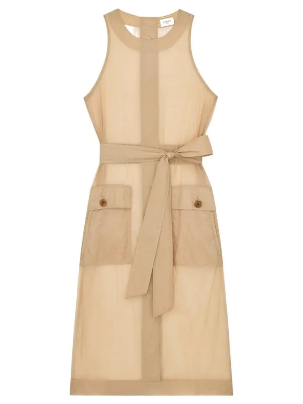 Saint Laurent Sleeveless Button-back Dress - Beige
