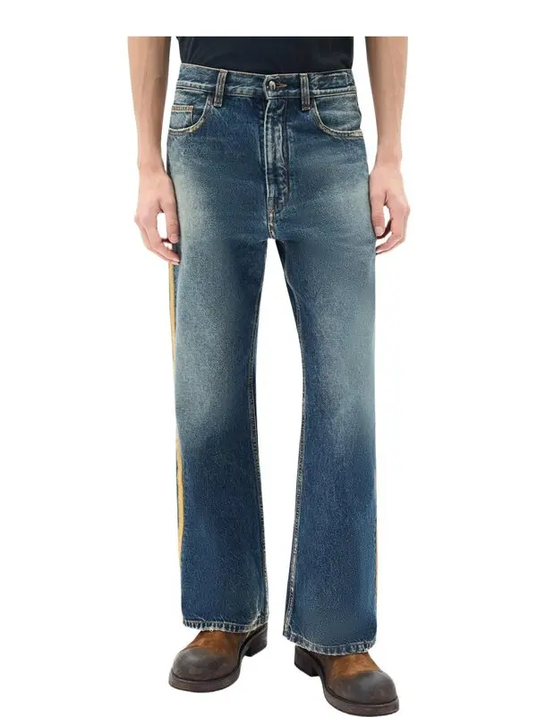 ANN DEMEULEMEESTER Alarik Stonewashed Stripe Trousers - Medium Blue