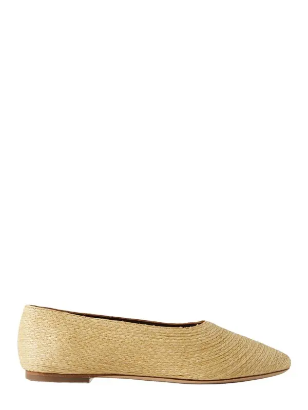 Staud Alba Ballet Flats In Raffia - Beige