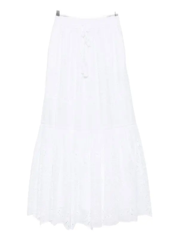 ERMANNO FIRENZE Broderie Tiered Maxi Skirt - White