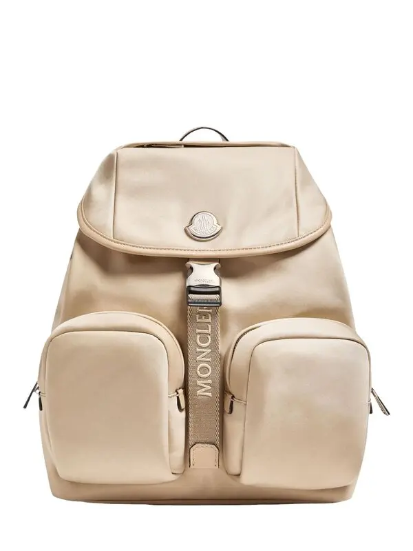Moncler Water-repellent Backpack With Buckle And Drawstring Closure - Light Beige