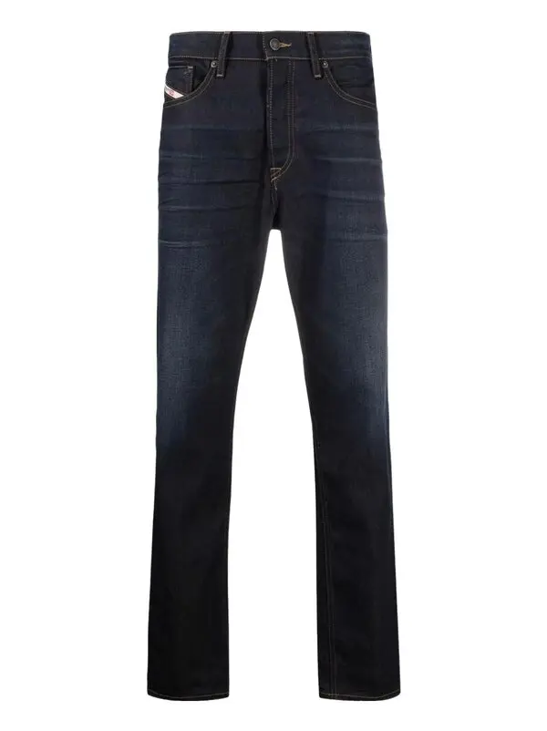 DIESEL® Slim Straight Jeans With Logo Detail - Black