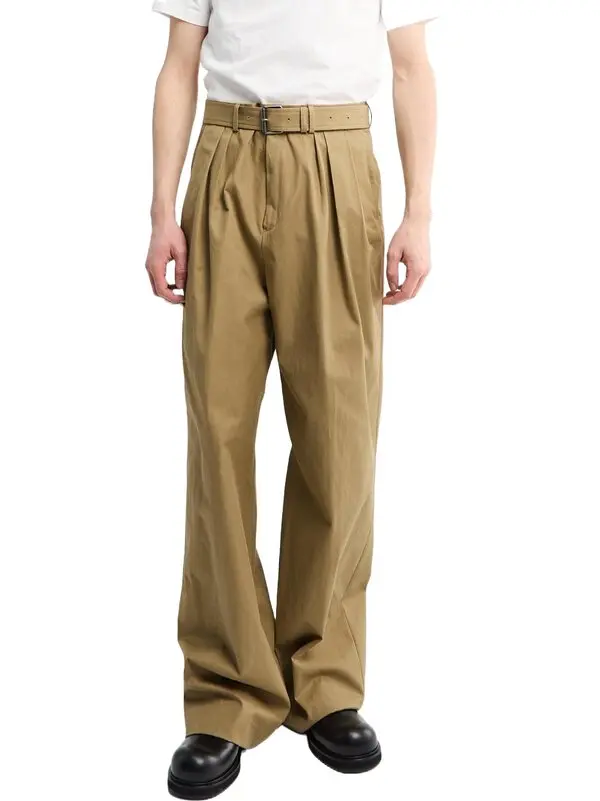 Dries Van Noten Belted Pleated Trousers - Green