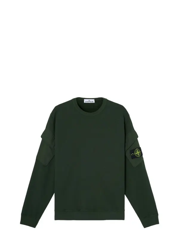 Stone Island Logo Patch Crewneck Sweatshirt - Green