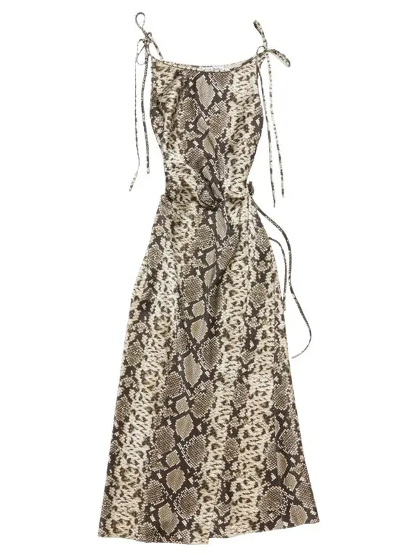 Acne Studios Satin Python Printed Midi Dress - Nude