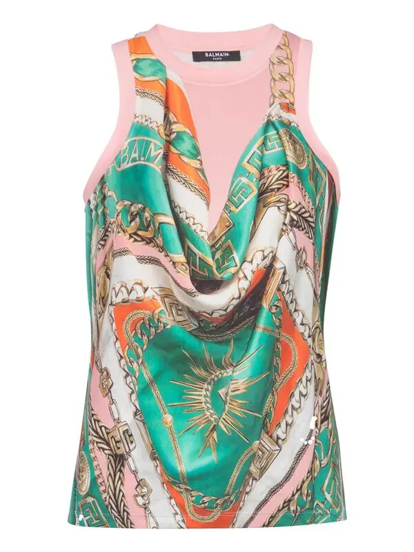Balmain Foulard Print Vest Top - Multicolor