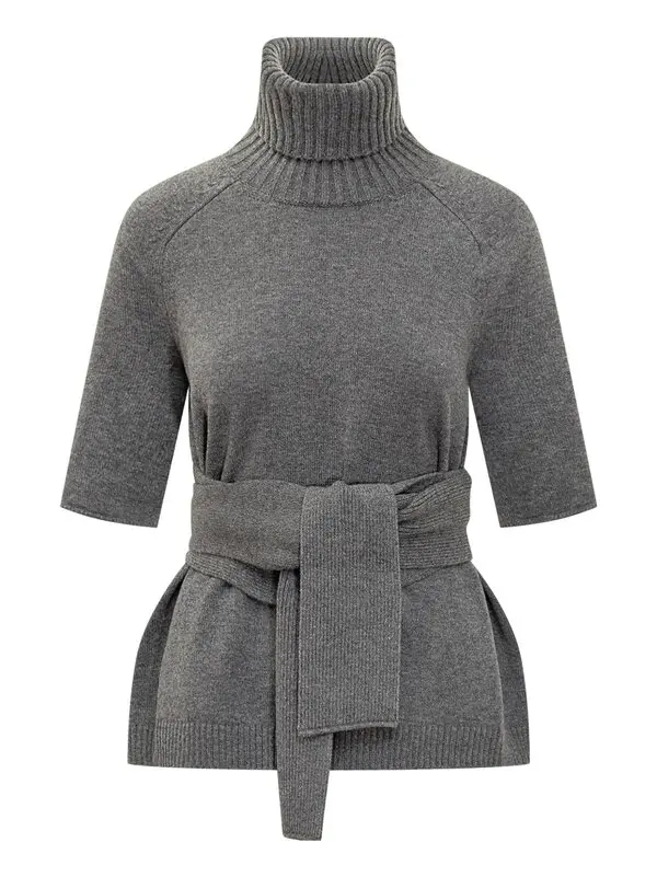 LANVIN Cut Out Detailed Roll Neck Knitted Top - Gray