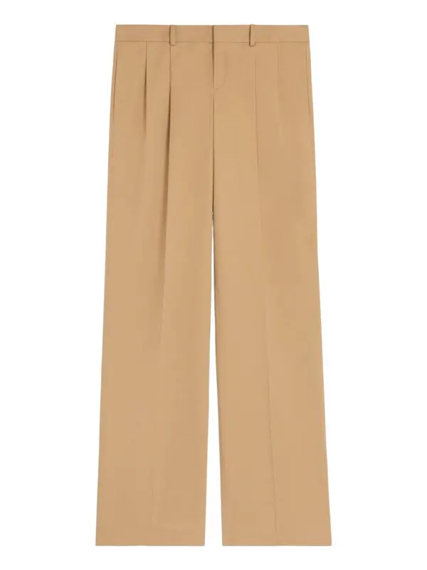 Celine Pleated Cotton Canvas Trousers - Light Brown