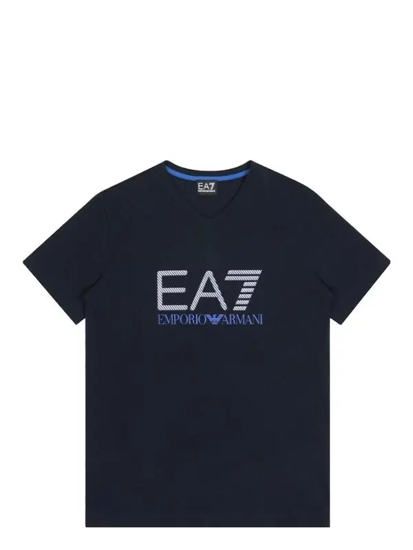 EA7 Logo T-shirt With Round Neck - Black