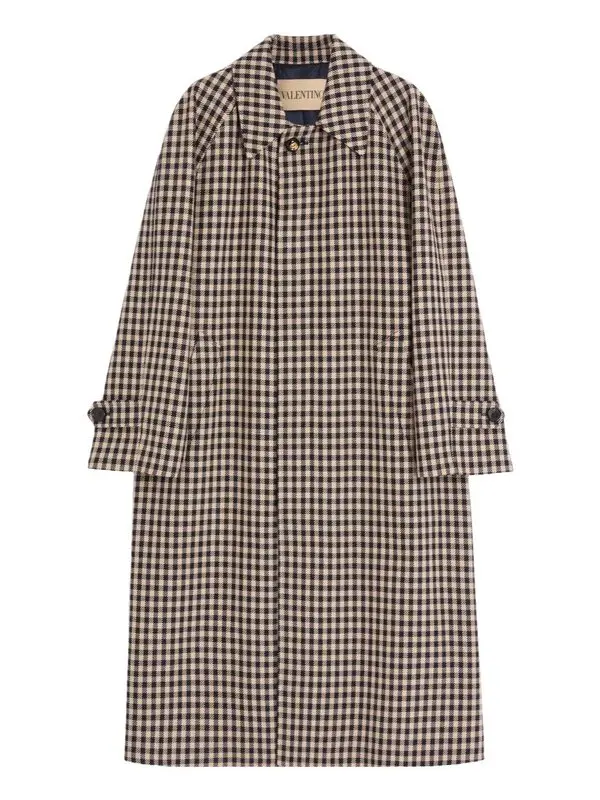 Valentino Garavani Checked Single-breasted Coat - Nude