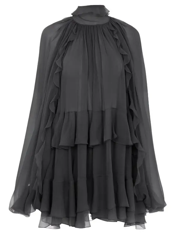 Chloé Ruffled Mini Dress - Pearl Black
