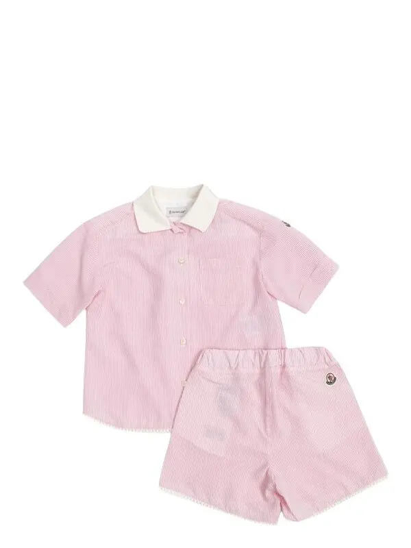 Moncler Striped Shirt And Shorts Set - Pink