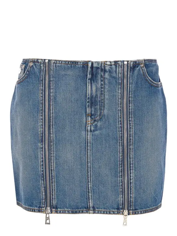 JEAN PAUL GAULTIER Zip-detailed Denim Mini Skirt - Blue