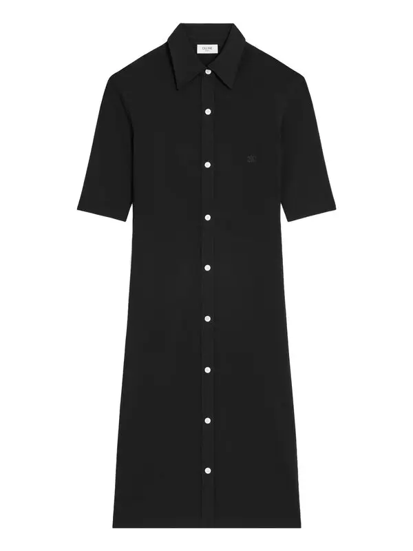 Celine Viscose Jersey Shirt Dress - Black