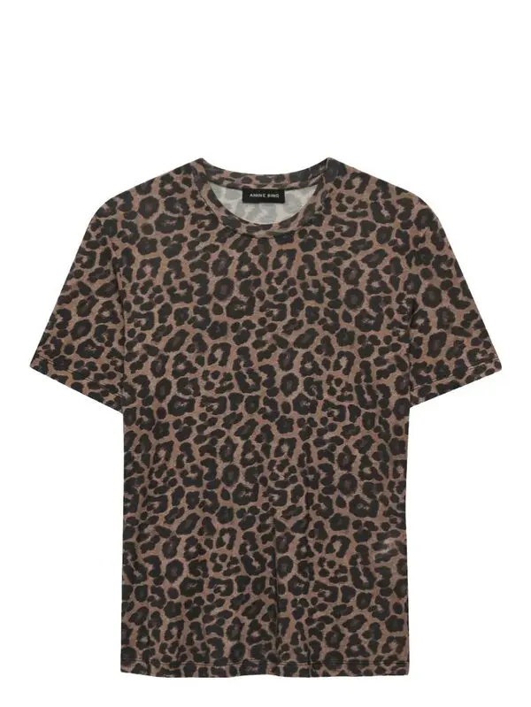 ANINE BING Sylvie Leopard Print T-shirt - Brown