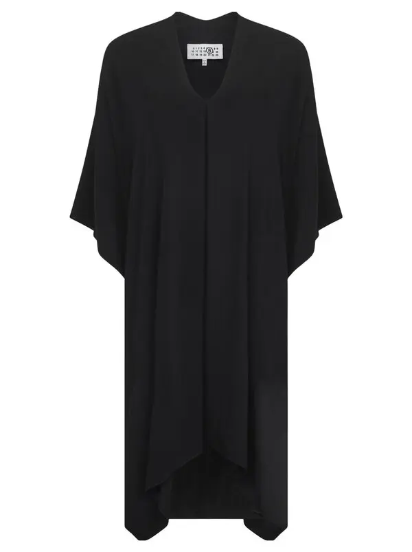 MAISON MARGIELA V-neck Midi Dress With Wide Sleeves And Asymmetrical Hem - Black