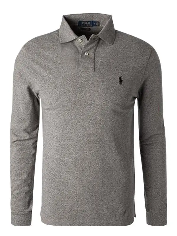 Polo Ralph Lauren Logo Embroidered Long-sleeve Polo Shirt - Gray