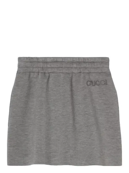 Gucci Viscose Jersey Mini Skirt With Drawstring Waist - Grey