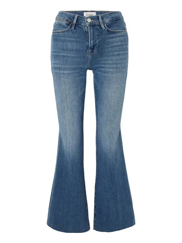 FRAME Le Easy Flare Distressed Jeans - Navy