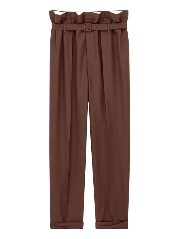 Saint Laurent Mohair And Wool Paperbag Trousers - Red