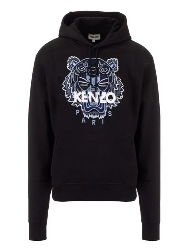 Kenzo Tiger Embroidered Hooded Sweatshirt - Black