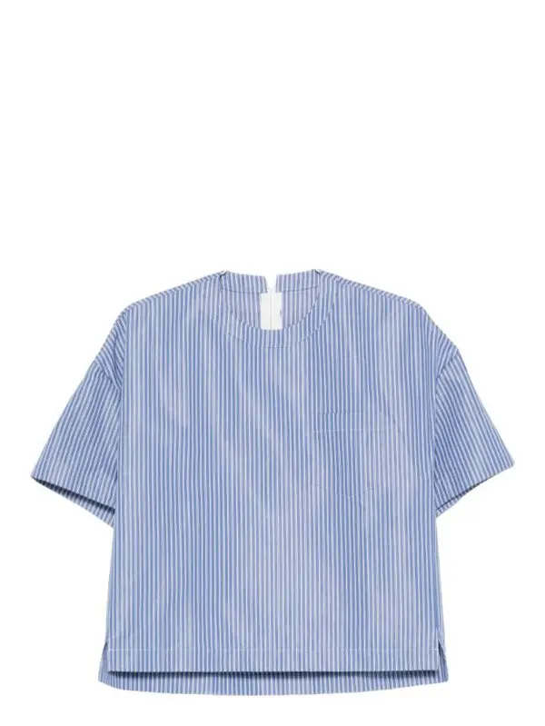 Sacai Striped Shirt With Chest Pocket And Back Zip - Blue