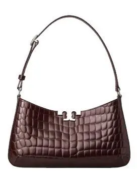 Tory Burch Eleanor Croc-embossed Shoulder Bag - Brown