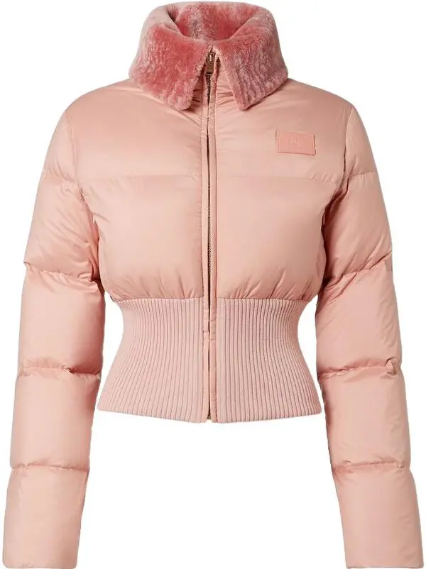 Fendi Cropped Puffer Jacket With High Waistband - Pink
