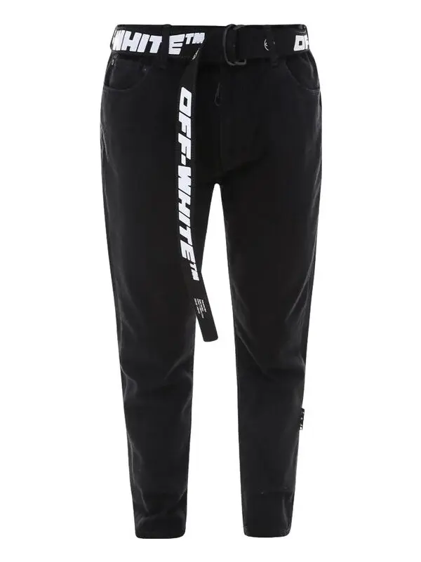 Off-White Industrial Belted Tapered Jeans - Black