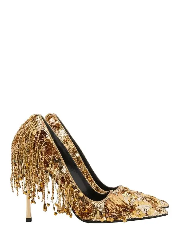 Gucci Embroidered Bombshell Pump - Metallic Gold