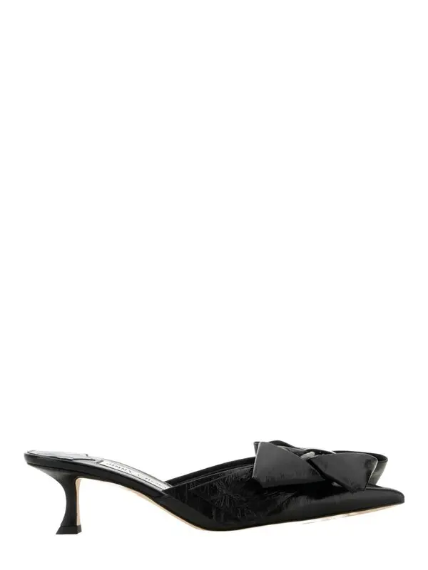 JIMMY CHOO Staz 50 Mules With Bow Detailing - Black