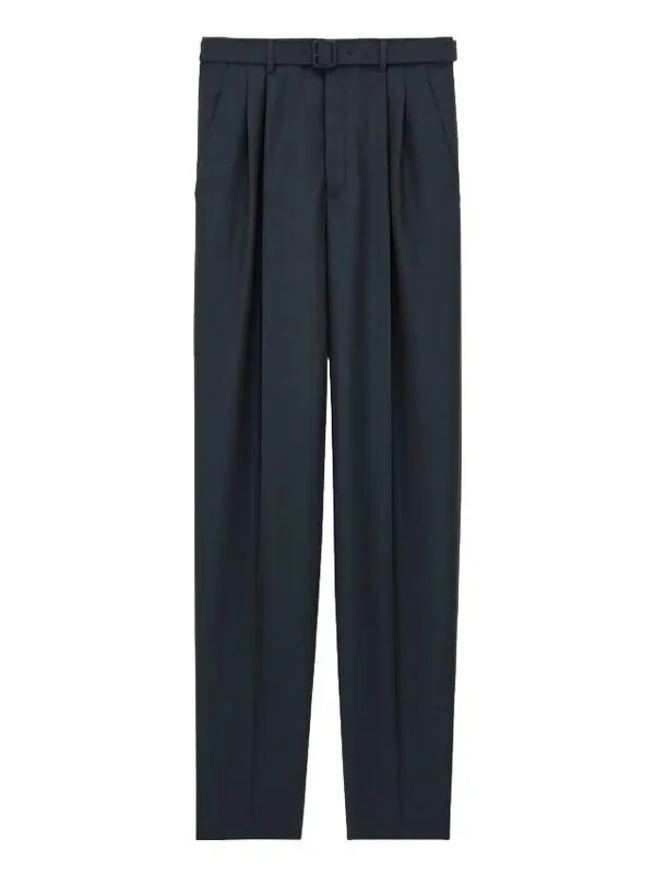 Saint Laurent High-waisted Wool And Mohair Trousers - Dark Green