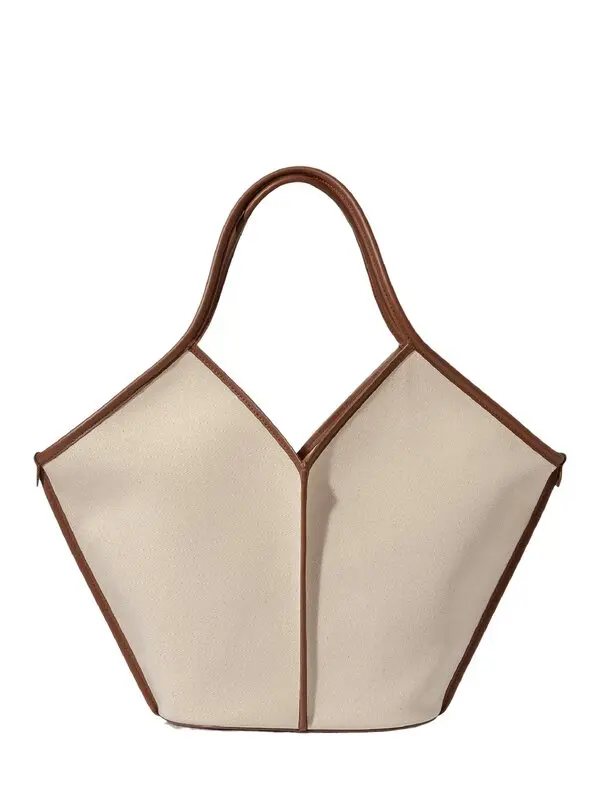 Hereu Calella Open Top Tote Bag - Beige/chestnut