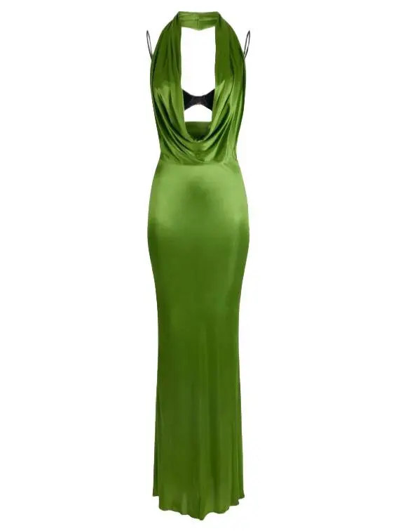 Elisabetta Franchi Draped Maxi Dress - Green