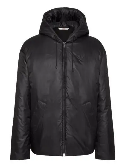 Valentino Garavani Zip-up Padded Hooded Coat With Drawstring - Black