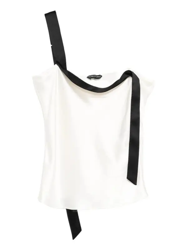 TOM FORD Off-shoulder Color-blocked Tank Top - White