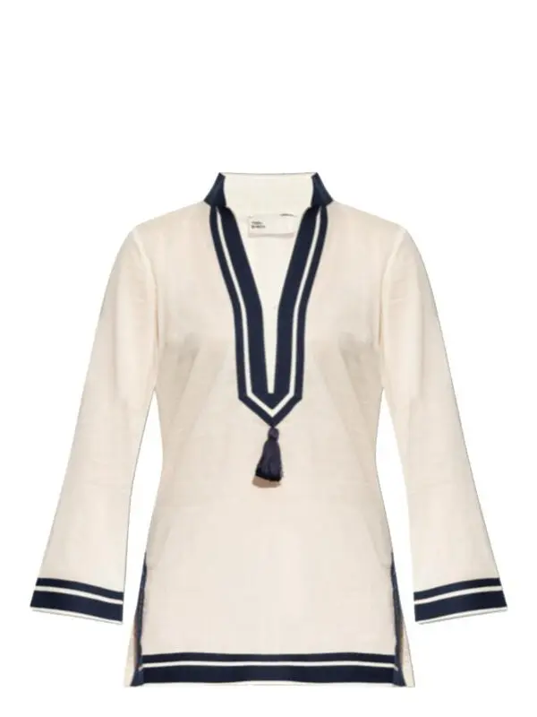 Tory Burch V-neck Tunic With Tassel Detail - White