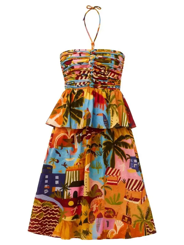 Farm Rio Tropical Print Tiered Midi Dress - Multicolor