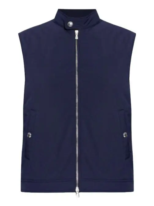 Eleventy Stand Collar Quilted Vest - Blue