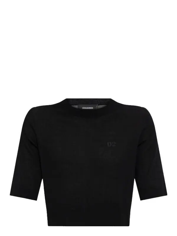 Dsquared2 Logo Print Cropped Jumper - Black