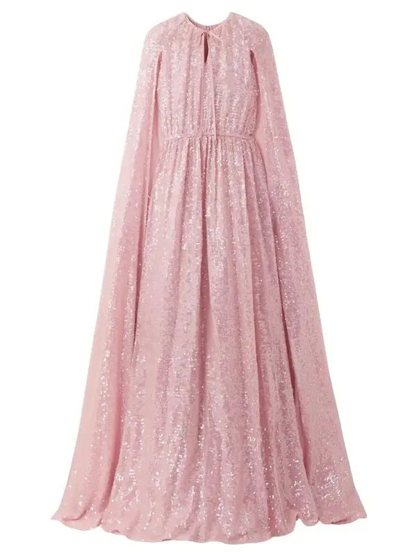 Erdem Kenley Shawl-style Sequined Gown - Pink