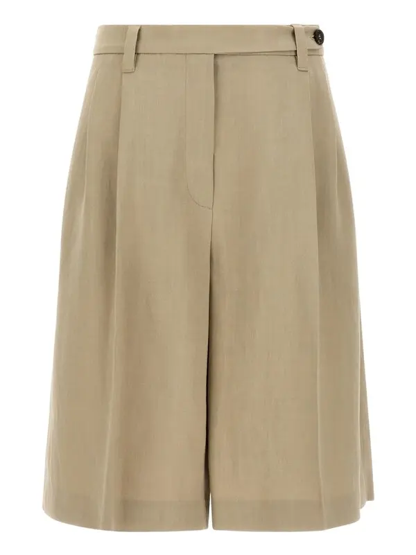 Brunello Cucinelli Fluid Twill Sartorial Bermuda Shorts - Beige