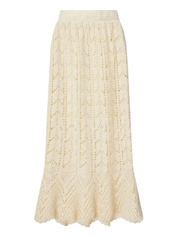Zimmermann Crochet Midi Skirt - Cream