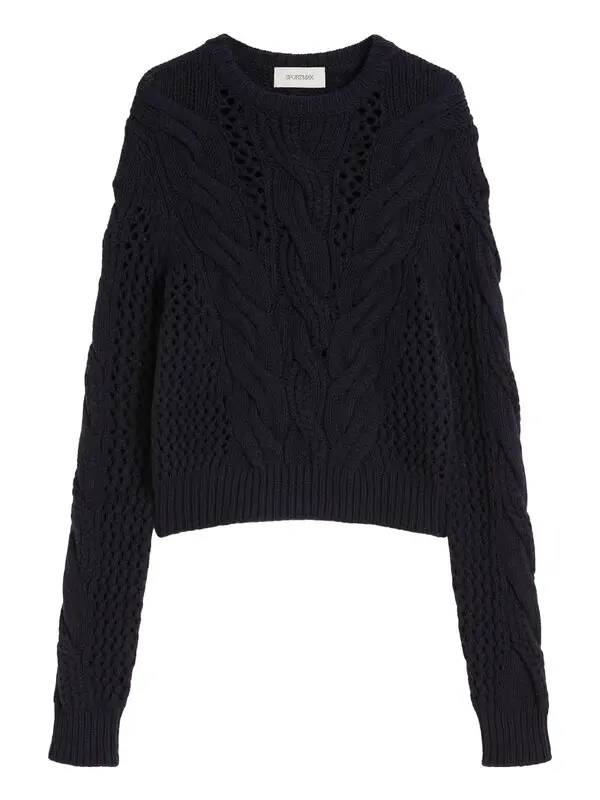 Sportmax Crewneck Long-sleeved Jumper In Wool Blend - Black