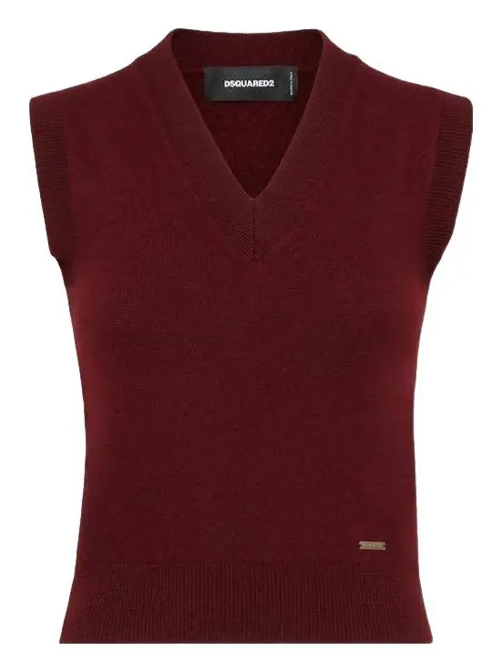 Dsquared2 V-neck Knitted Vest - Bordeaux