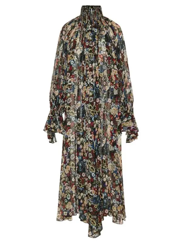 Khaite Printed Long Sleeve Dress - Black