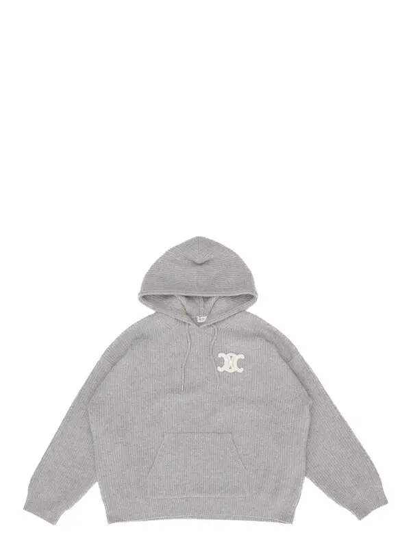 Celine Ribbed Wool Hooded Sweater - Gray